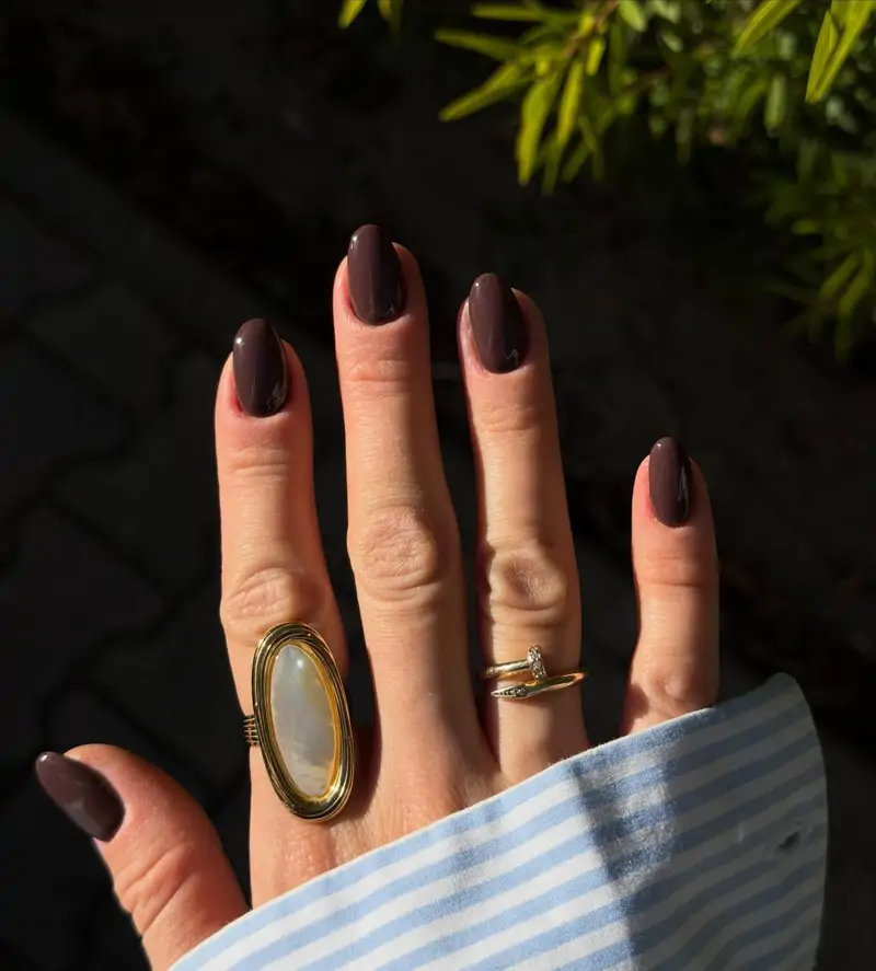 Adiós a las uñas nude en 2026: 10 ideas de uñas cortas marrón chocolate ...